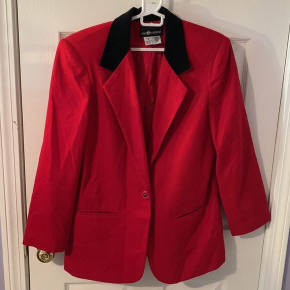 Sag Harbor | Jackets & Coats | Vintagebright Red Wool Blazer With ...